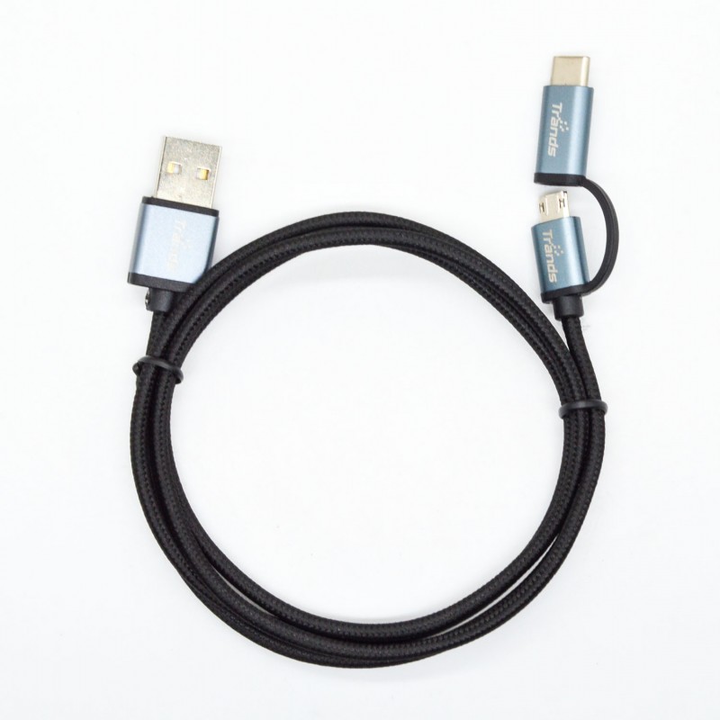 2 in 1 Reversible USB Type-C and Micro USB Cable | TR-CA027 | Trands ...